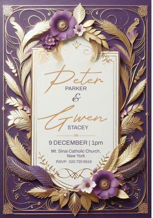 Purple Wedding Invitation Template | PosterMyWall