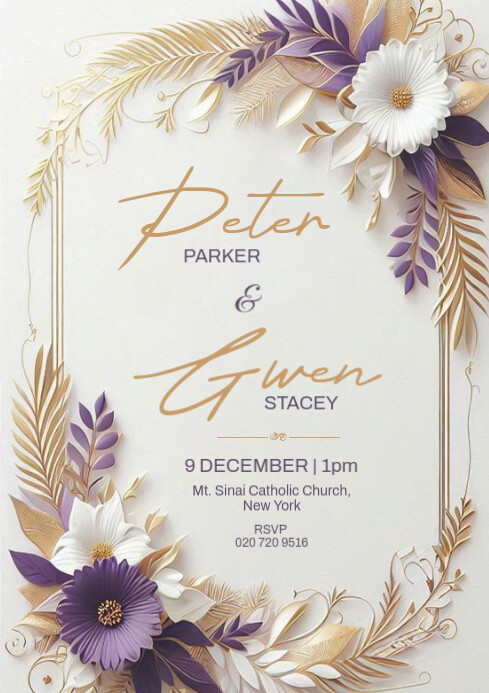 Purple Wedding Invitation Template | PosterMyWall