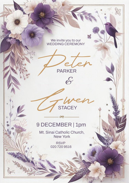 Purple Wedding Invitation Template | PosterMyWall
