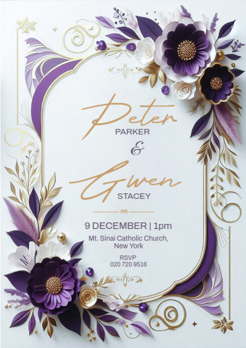 Purple Wedding Invitation Template | PosterMyWall