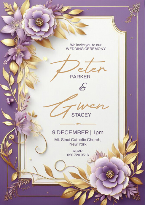 Copy of Purple Wedding Invitation | PosterMyWall