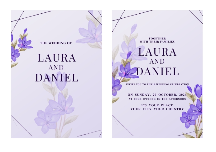 Purple Wedding Invitation Template | PosterMyWall