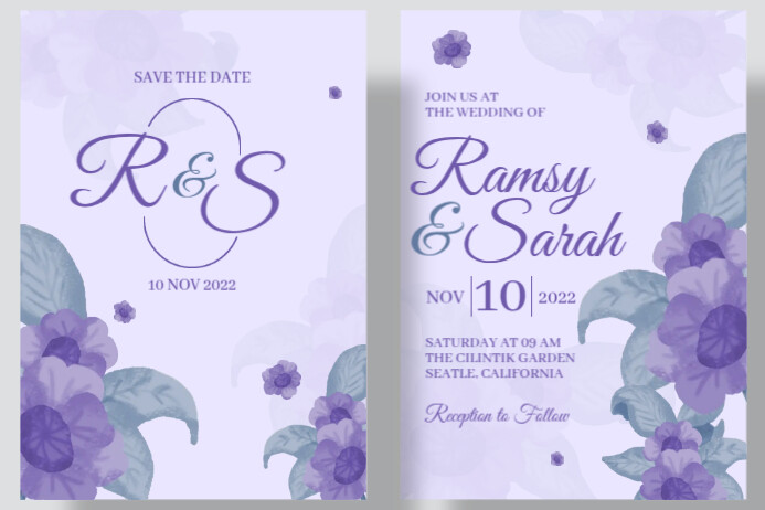 Purple Wedding Invitation Template | PosterMyWall