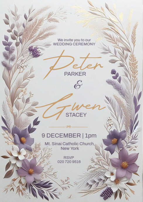 Purple Wedding Invitation Template | PosterMyWall