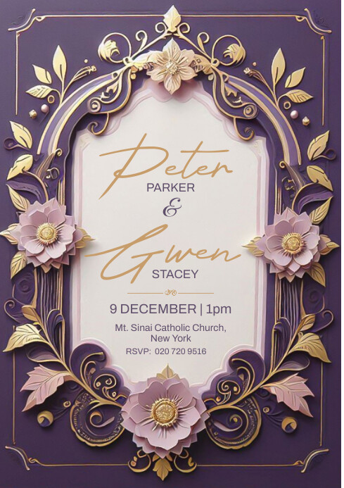 Copy of Purple Wedding Invitation | PosterMyWall