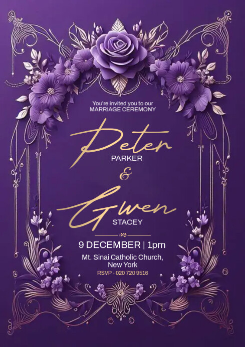 Purple Wedding Invitation Template | PosterMyWall