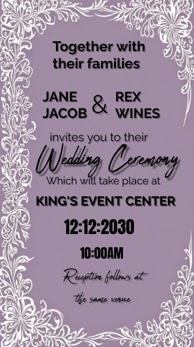 Purple Wedding Invitation Digital Display (9 Template | PosterMyWall