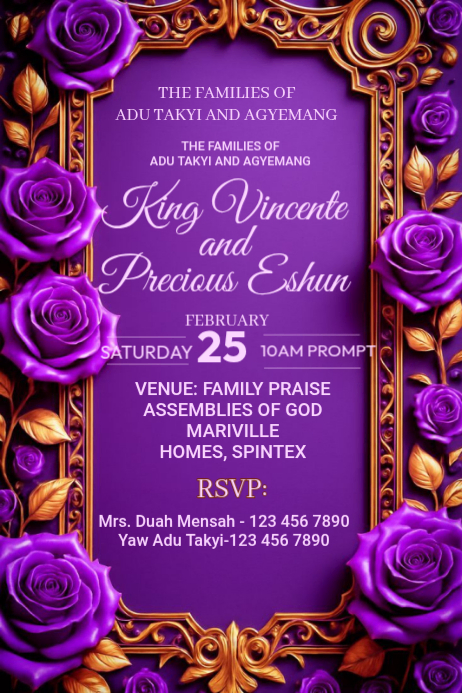 Purple Wedding Invitation Poster Template | PosterMyWall