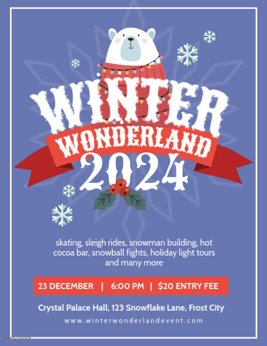 Copy of Purple Winter Wonderland Polar Bear Element Event Flyer ...