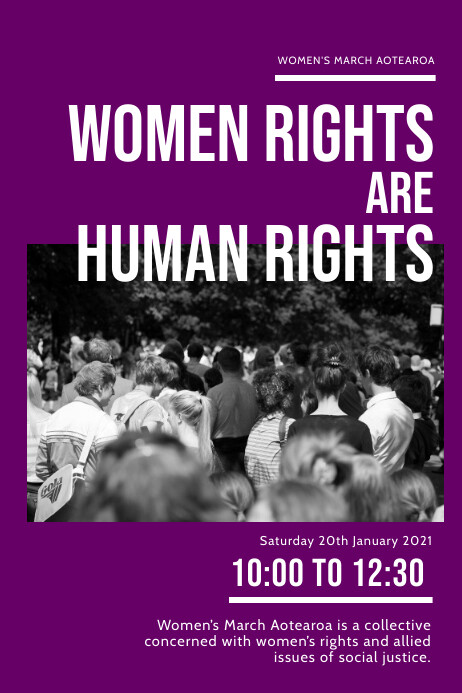 Purple Women's rights are human rights poster Template | PosterMyWall