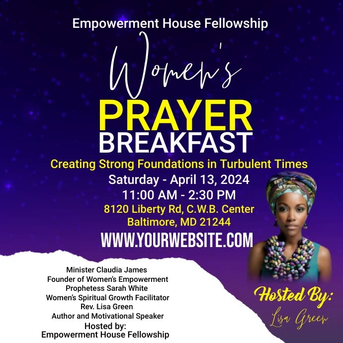 Purple Women Prayer Breakfast Instagram Pos Template | PosterMyWall
