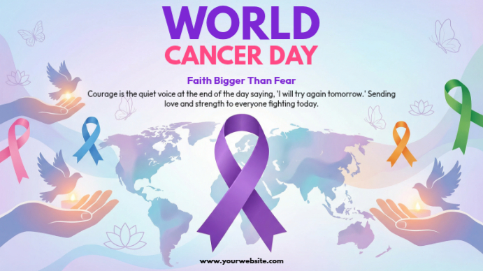 Purple World Cancer Day Digital Display Template | PosterMyWall