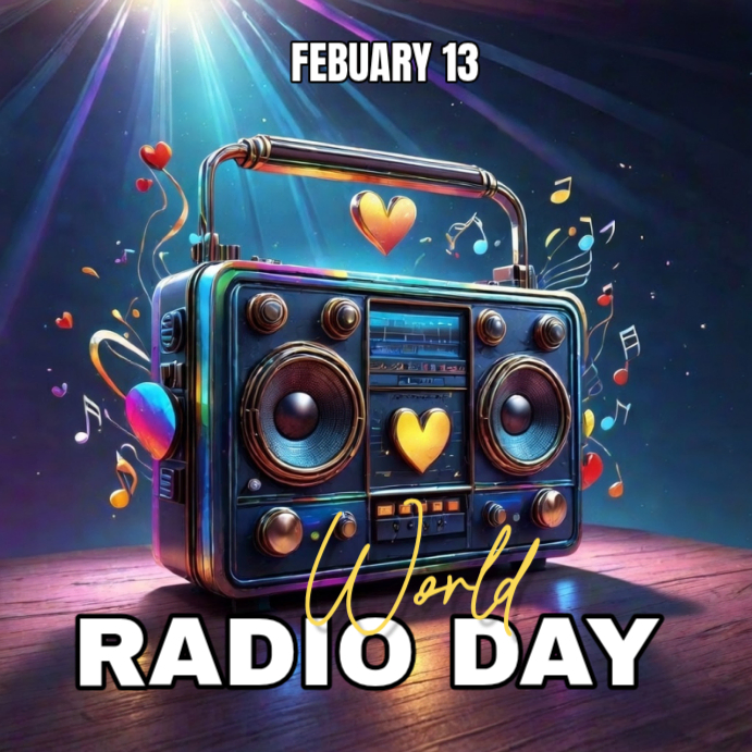 Purple World Radio Day Instagram Post Template | PosterMyWall