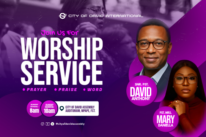 Purple Worship Service Poster Template | PosterMyWall