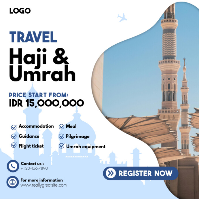 Copy of Putih dan Biru Modern Agen Perjalanan Postingan Instagram | PosterMyWall