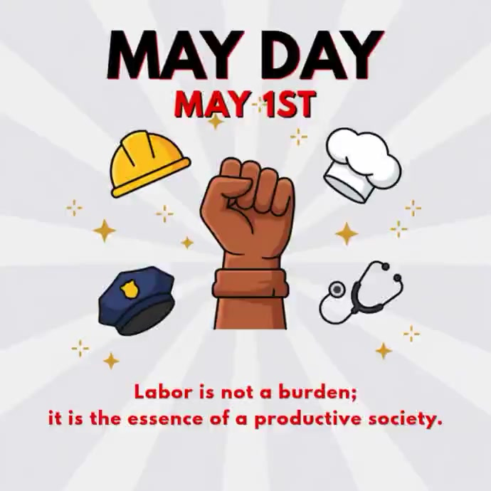 Putih Ilustratif May Day Pos Instagram Video Template | PosterMyWall