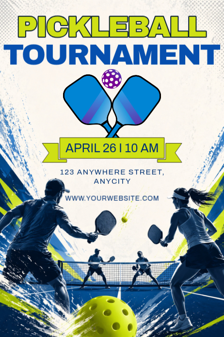 Putih Modern & Minimal Pickleball Tournament Poster Template | PosterMyWall