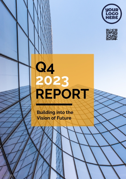 Q4 2023 business report cover template模板 | PosterMyWall