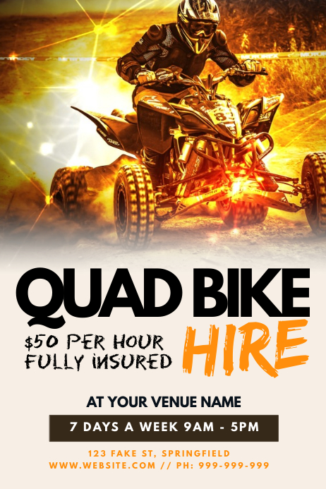 Quad Bike Hire Poster Template | PosterMyWall