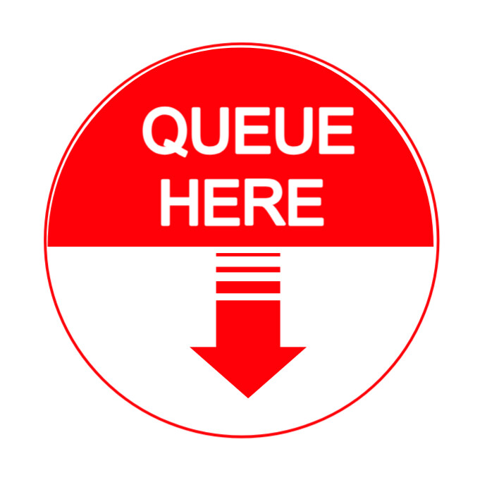Queue here sign post design template | PosterMyWall