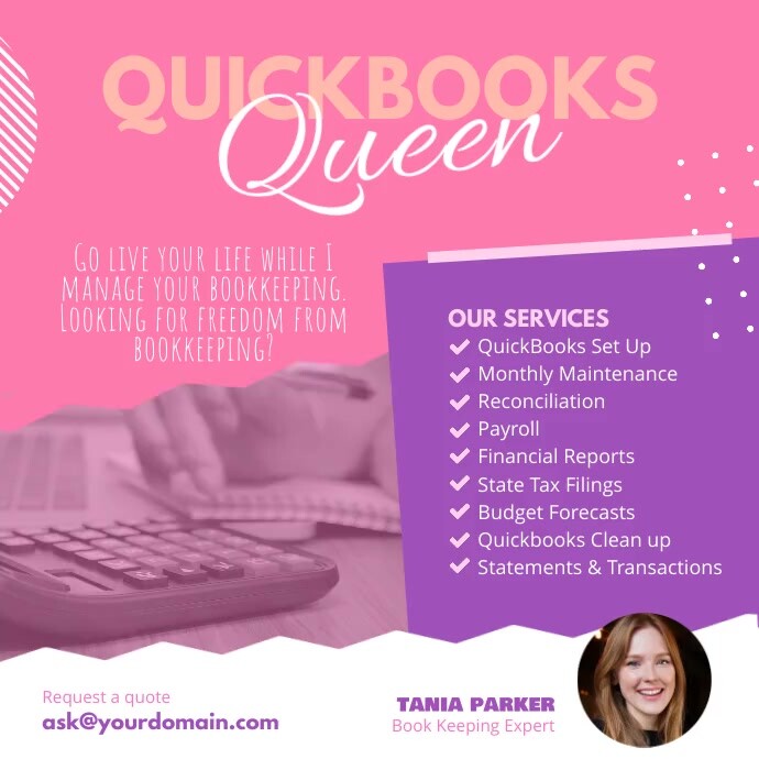 Quickbooks queen facebook instagram Template | PosterMyWall