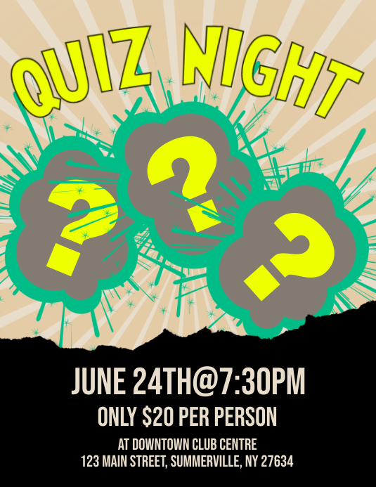 Quiz Night Flyer Template PosterMyWall Quiz Night Flyer Template PosterMyWall