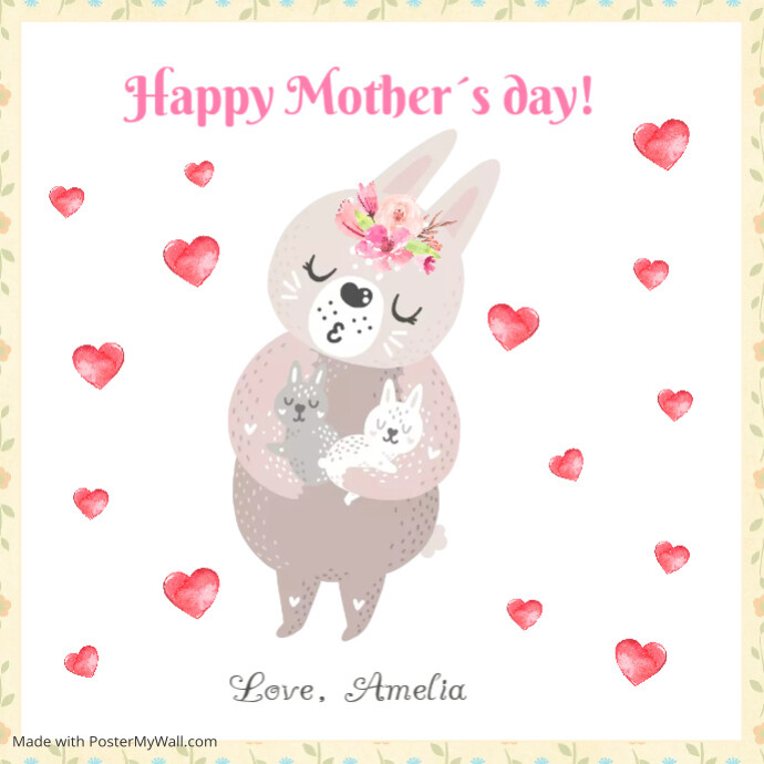rabbit Happy Mother's Day card Template | PosterMyWall