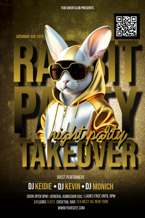 Rabbit Night Party Template | PosterMyWall