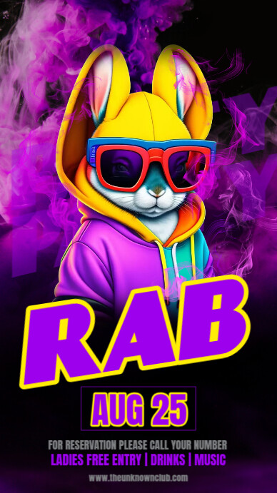 Rabbit Purple Party Template | PosterMyWall