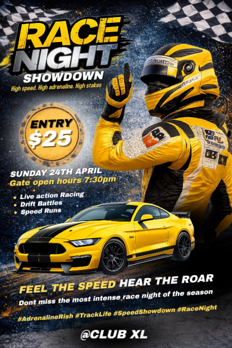 Race Night Showdown – High-Speed Motorsport Event Flyer Template ...
