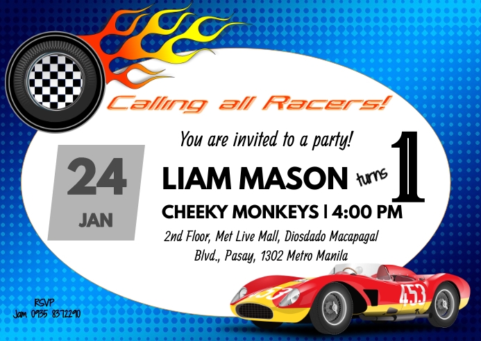 Race themed birthday invite Template | PosterMyWall