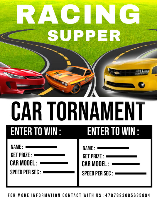 Copy of racing car tornament flyer | PosterMyWall