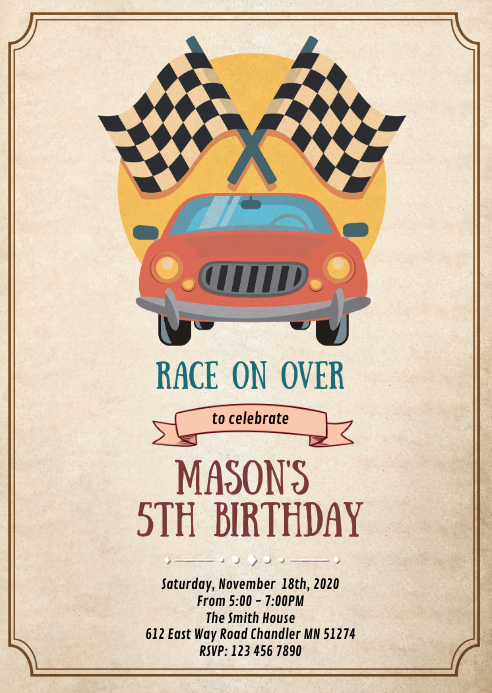 Undangan Pesta Ulang Tahun Formula Balap Templat | PosterMyWall