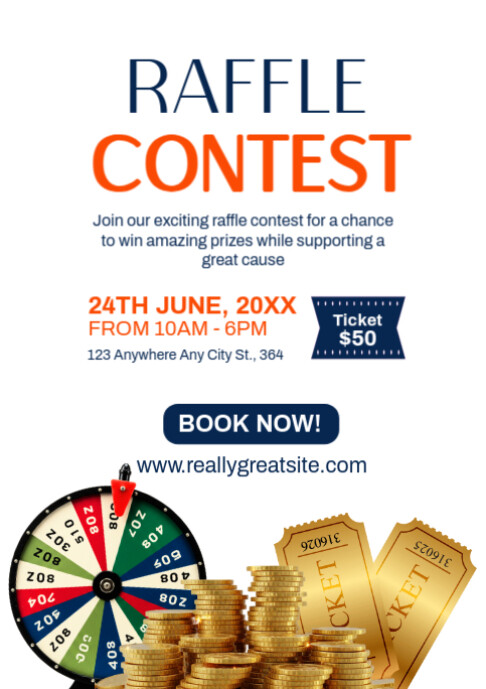 Raffle Contest Poster Template – Lucky Draw & Giveaway Event Flyer ...
