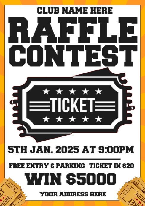 Raffle Ticket competition flyer Template | PosterMyWall