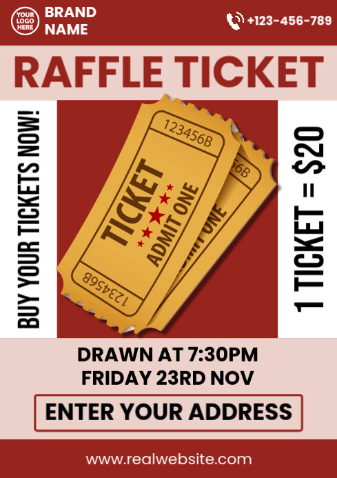 Raffle Ticket competition poster flyer Template | PosterMyWall