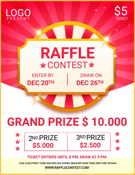 Raffle Ticket Contest Flyer Template | PosterMyWall