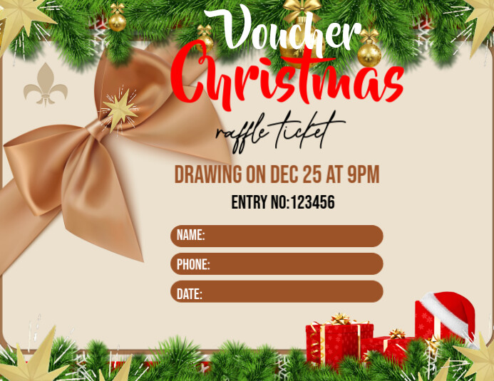 Raffle Tickets ,merry Christmas , Voucher Christmas Template | PosterMyWall