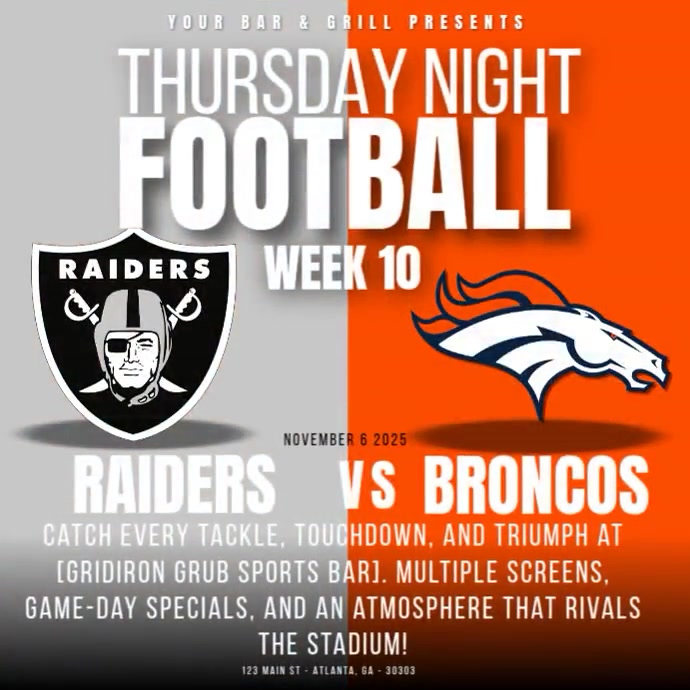 raiders vs broncos.. nfl game day flyer. american football. instagram ...