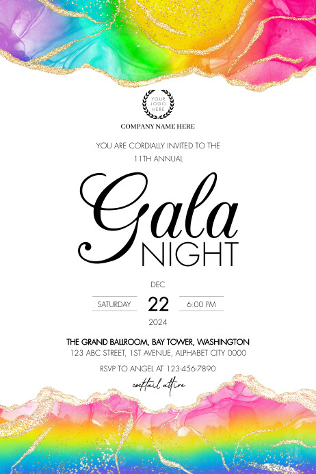 Rainbow Agate Gala Invitation Poster Template | PosterMyWall
