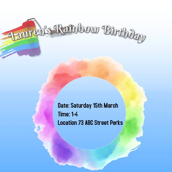 Rainbow Birthday Template | PosterMyWall