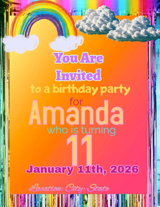 Rainbow Birthday Invitation Flyer Template | PosterMyWall