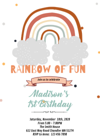 Rainbow pastel theme party invitation Template | PosterMyWall