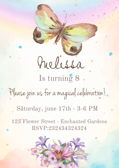 Copy of RAINBOW Butterfly Birthday Invitation | PosterMyWall