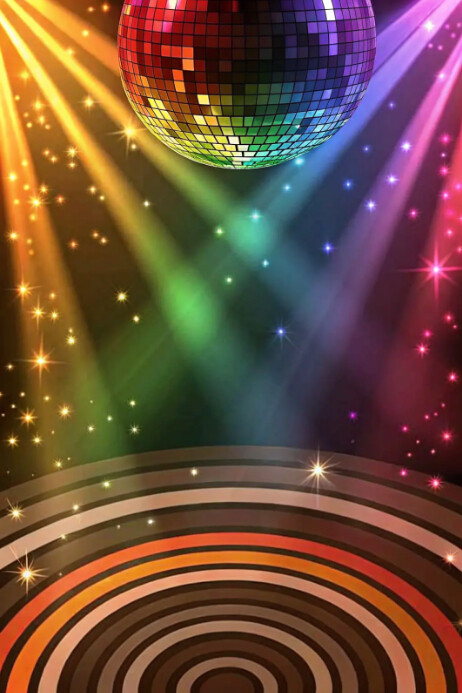 Rainbow disco ball party lights Template | PosterMyWall