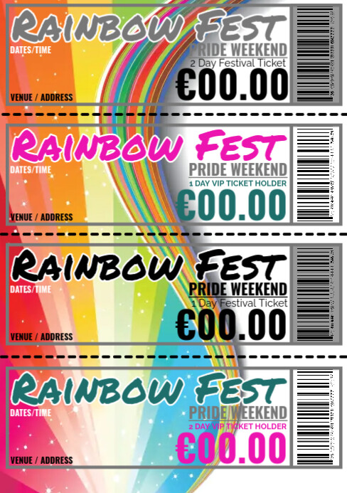 RAINBOW FESTIVAL TICKET Template | PosterMyWall