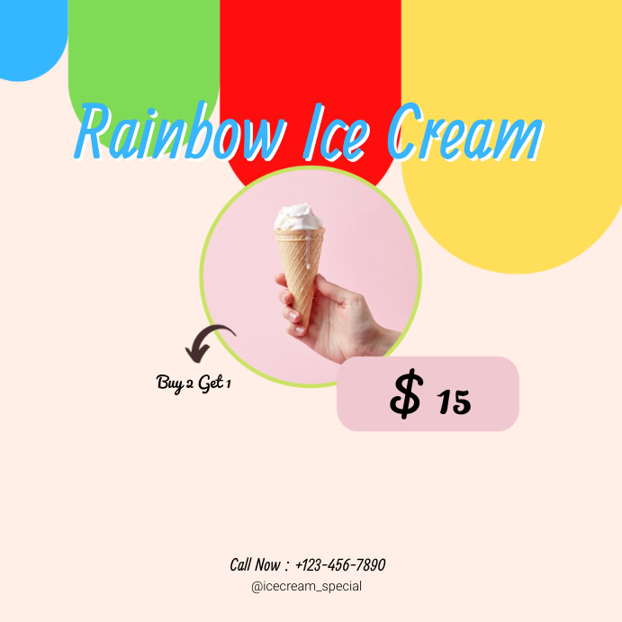 Rainbow Ice Cream Template | PosterMyWall