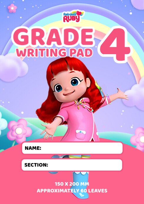 Plantilla de Rainbow Ruby Grade 4 Writing Pad Cover Template | PosterMyWall