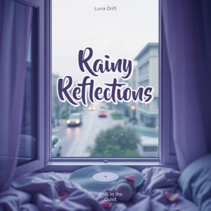 Rainy Reflections – Indie lo-fi music album cover editable template ...