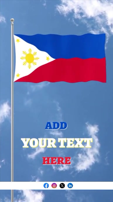 Raising Flag Of Philippines Waving Flag Editable Template | PosterMyWall